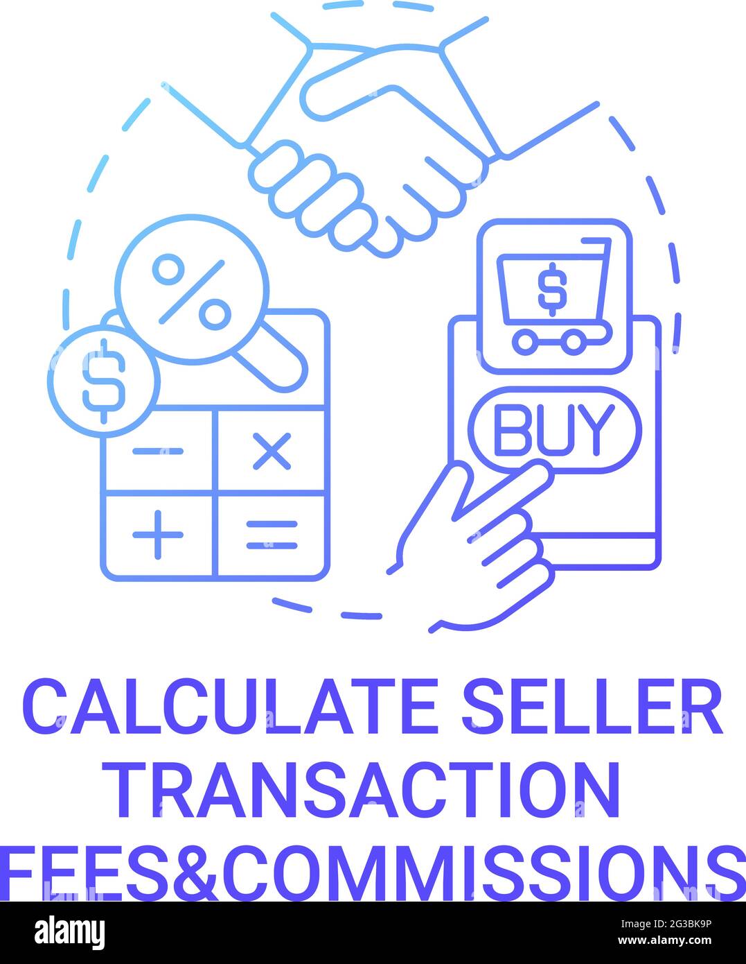 Calculate seller transaction fees and commissions concept icon Stock ...