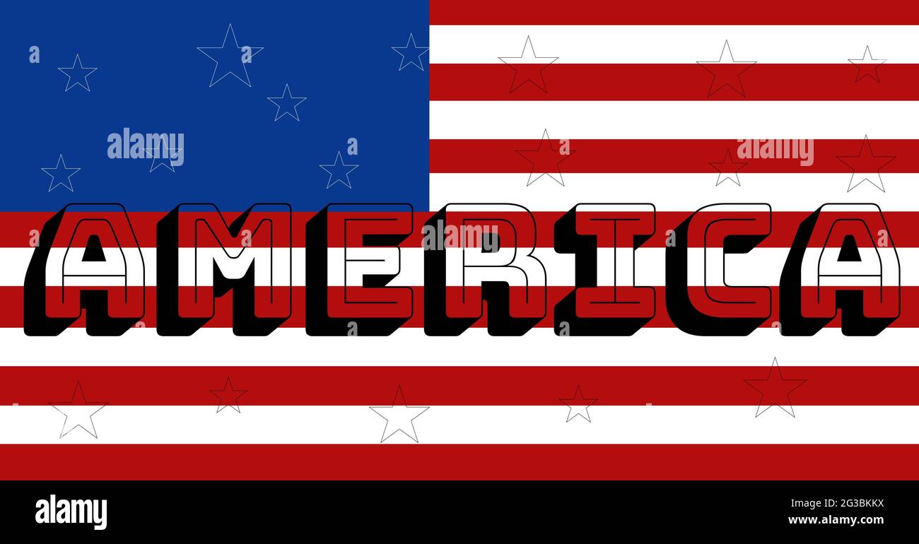 Digitally generated image of america text and multiple stars on ...