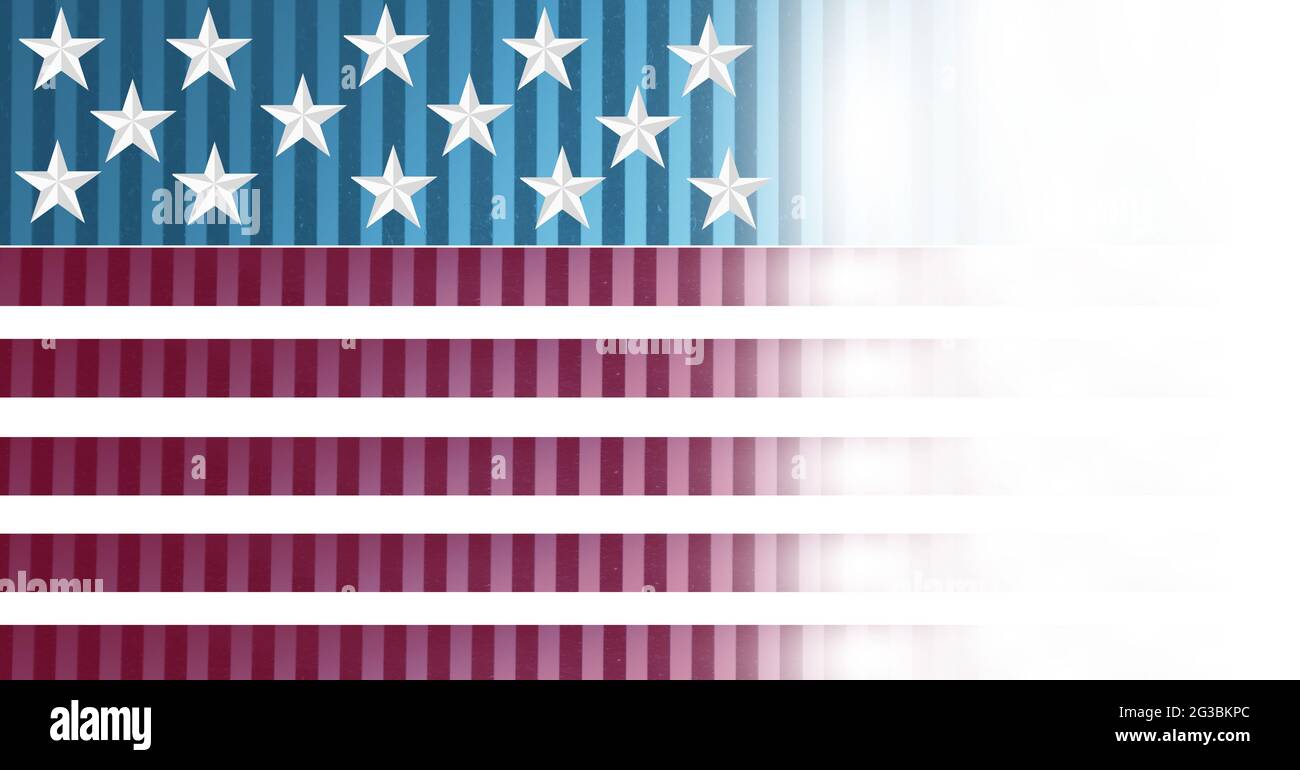 Composition of white stars on blue and red and white stripes of ...