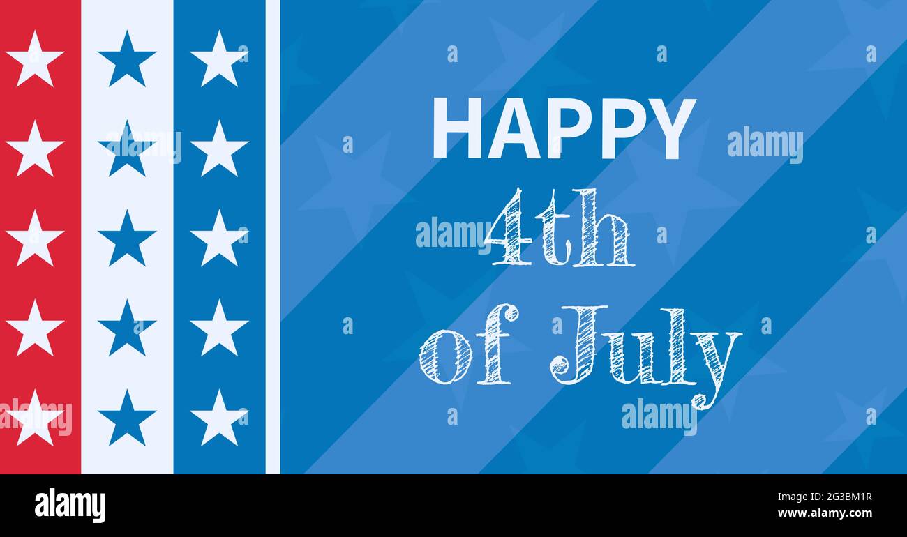Composition of text happy 4th july with blue, white and red stripes and ...