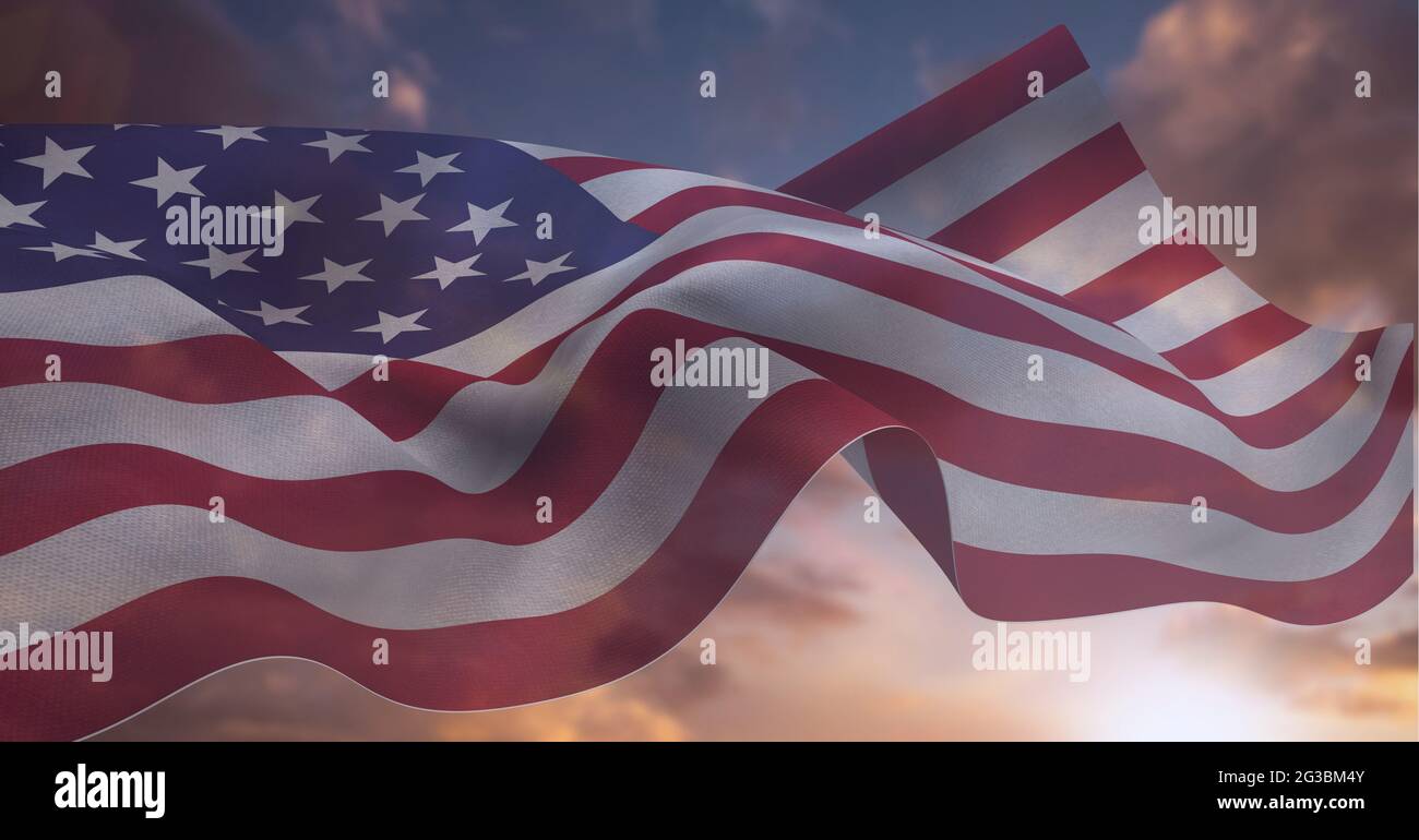 Billowing American Flag Composition Of Billowing American Flag Over