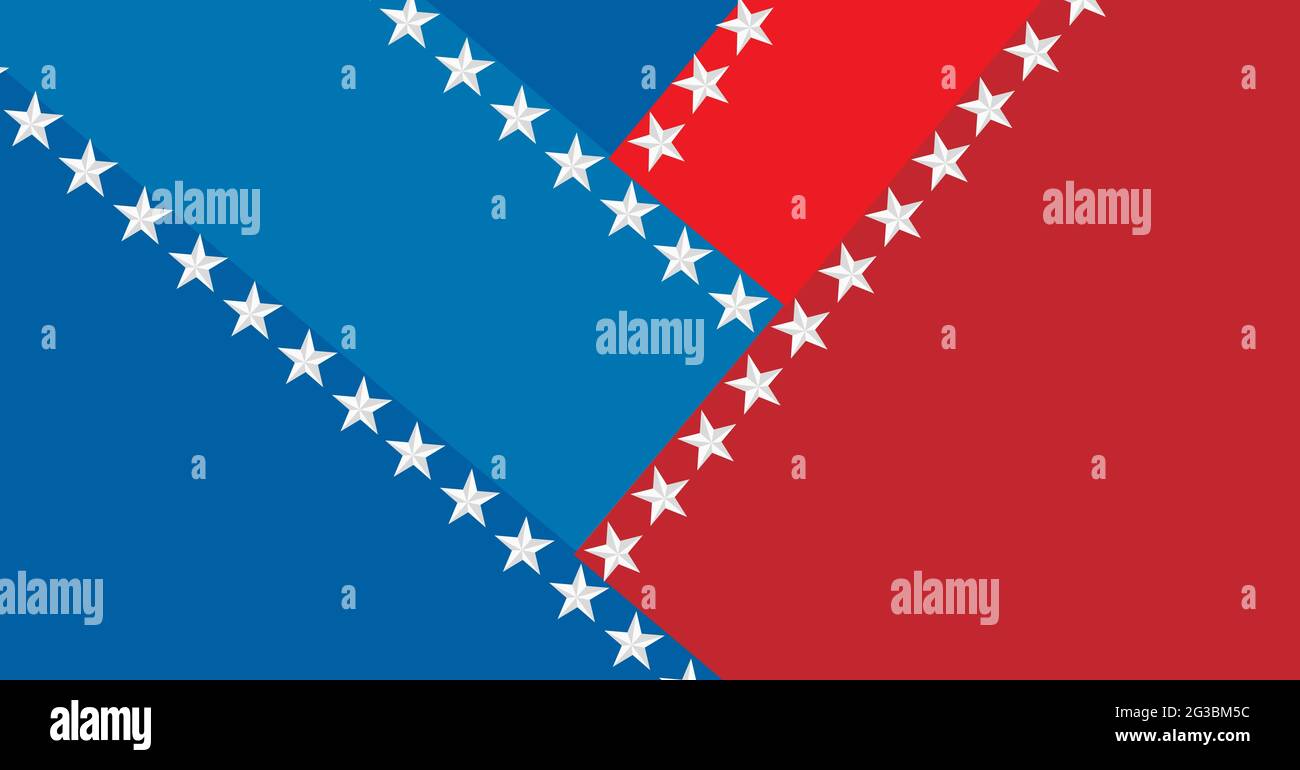 Composition of rows of white stars on blue and red rectangles of ...