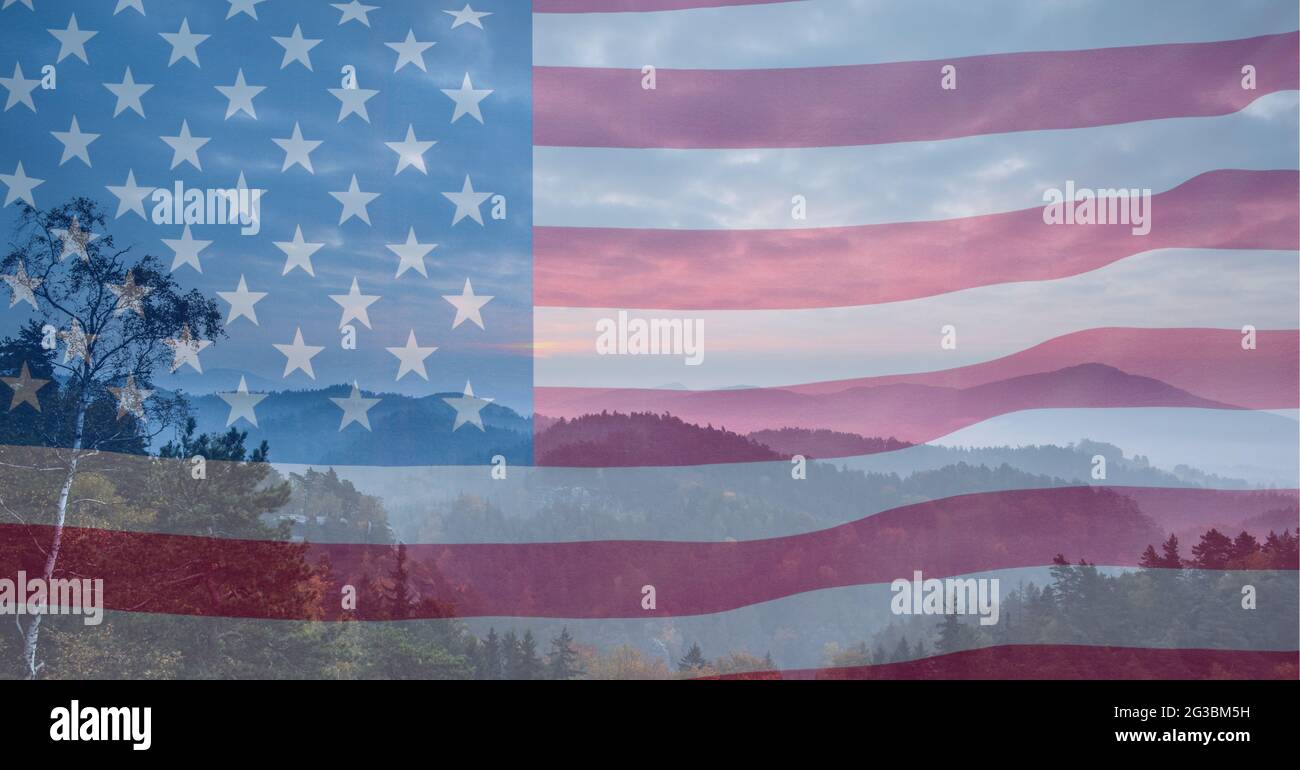 Composition billowing american flag hi-res stock photography and images ...
