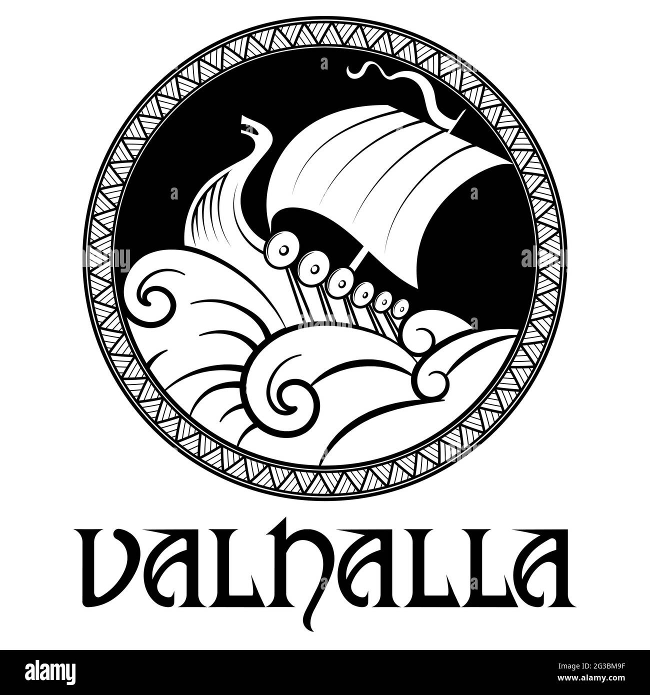 Viking, Scandinavian design. Drakkar with a dragons head. Warship of ...