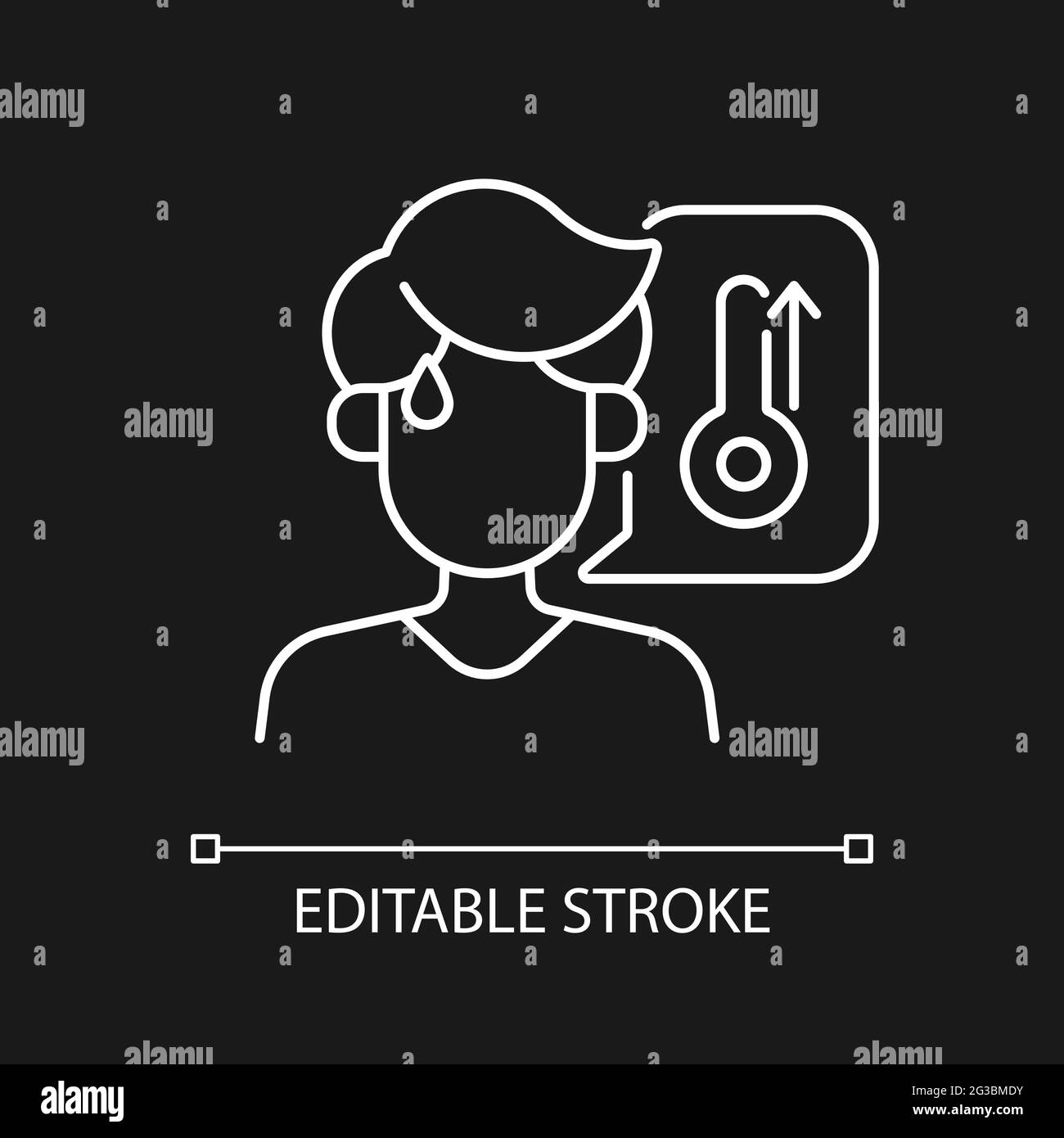 High body temperature white linear icon for dark theme Stock Vector ...