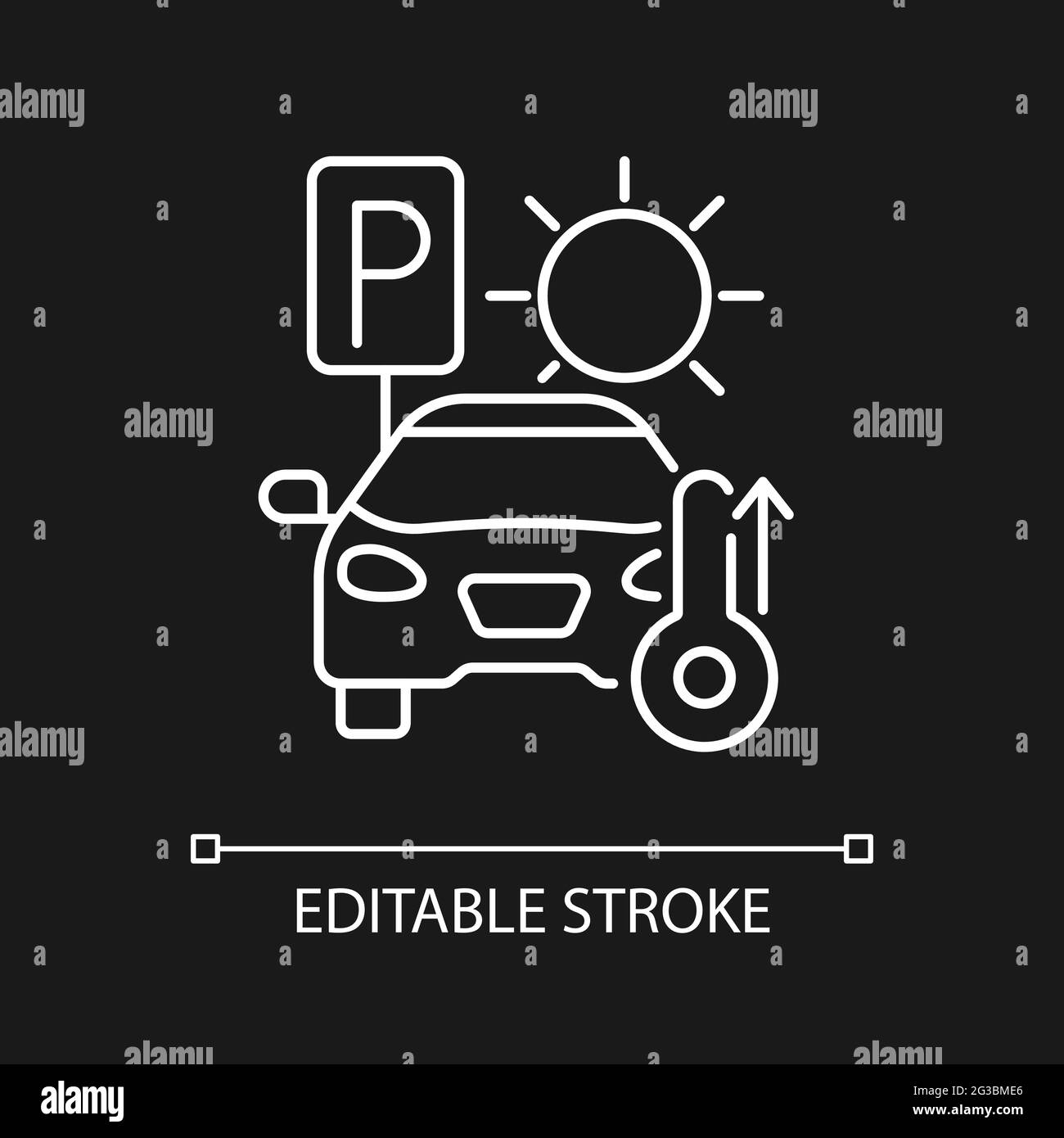 Not staying in parked car white linear icon for dark theme Stock Vector ...