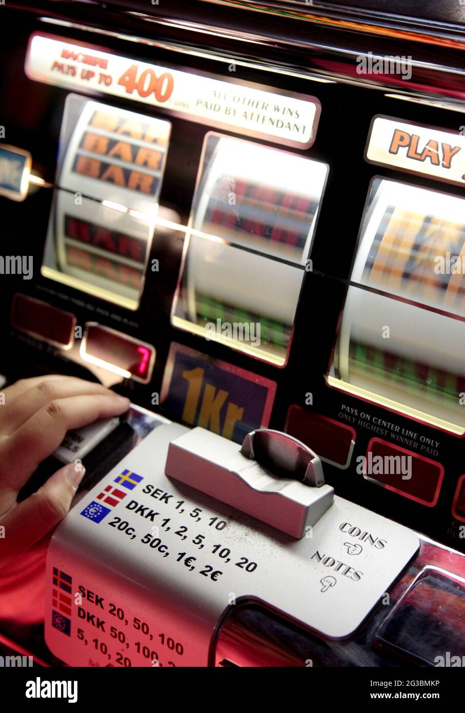 Bet on a slot machine on Stena Line's ferry Stena Nautica Stock Photo ...