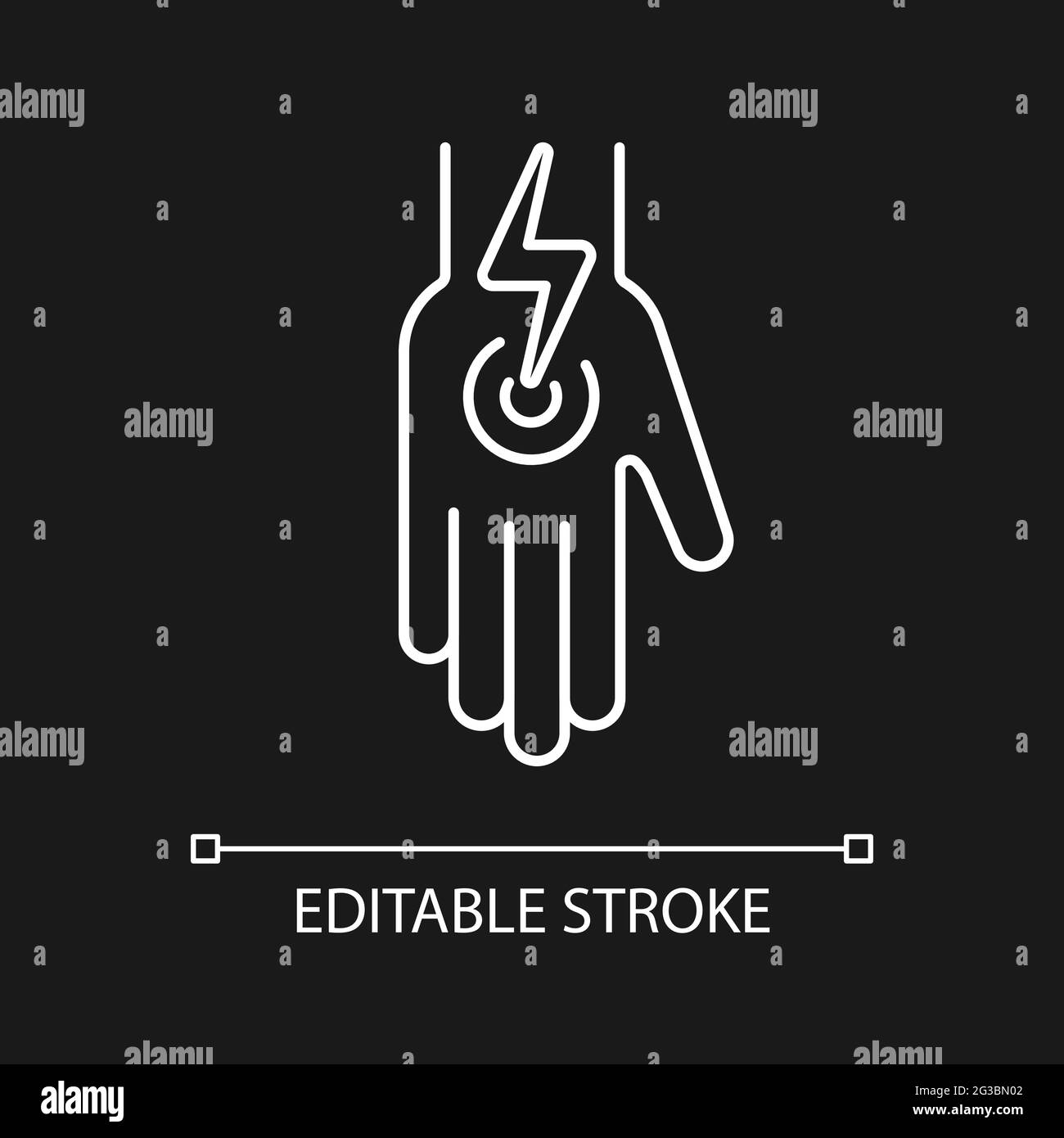 Cramps in arms and legs white linear icon for dark theme Stock Vector ...