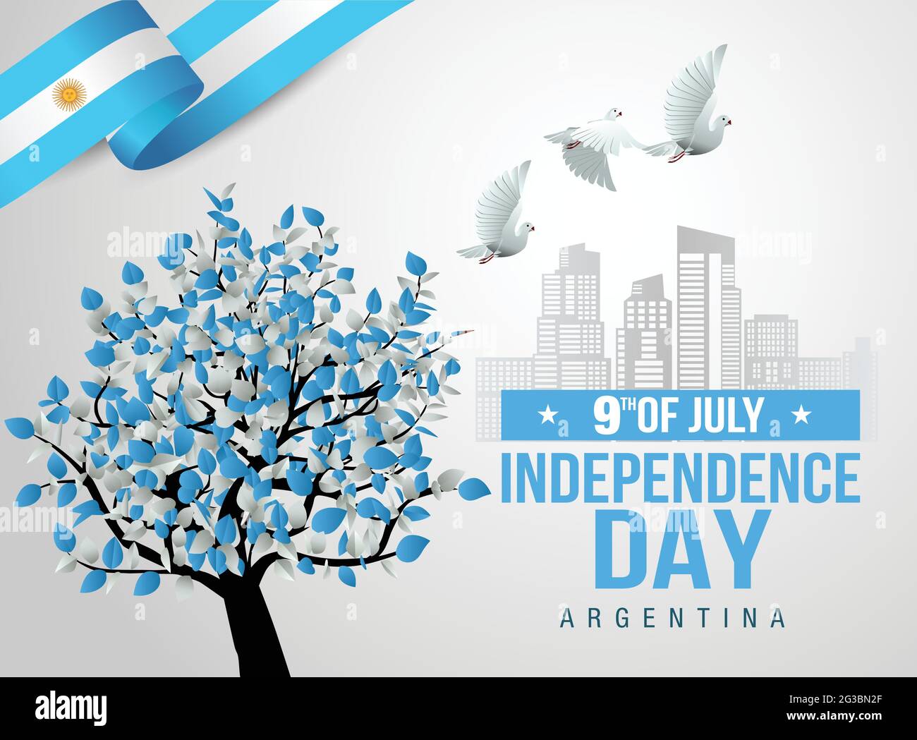 Vector illustration- 9th of July Happy Independence Day Argentina flag ...