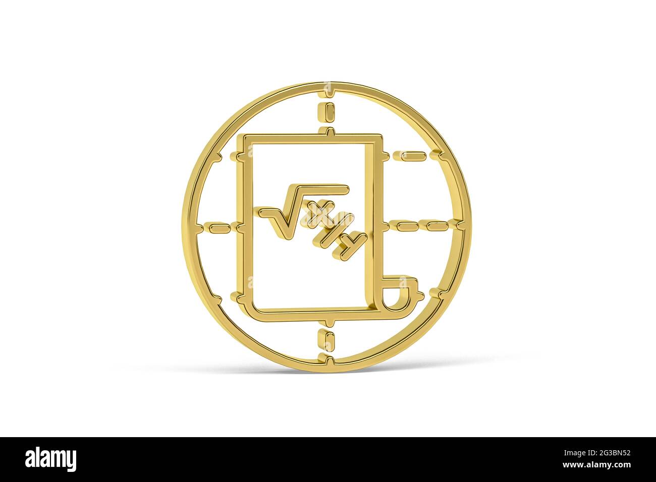 Golden 3d math icon isolated on white background - 3d render Stock ...
