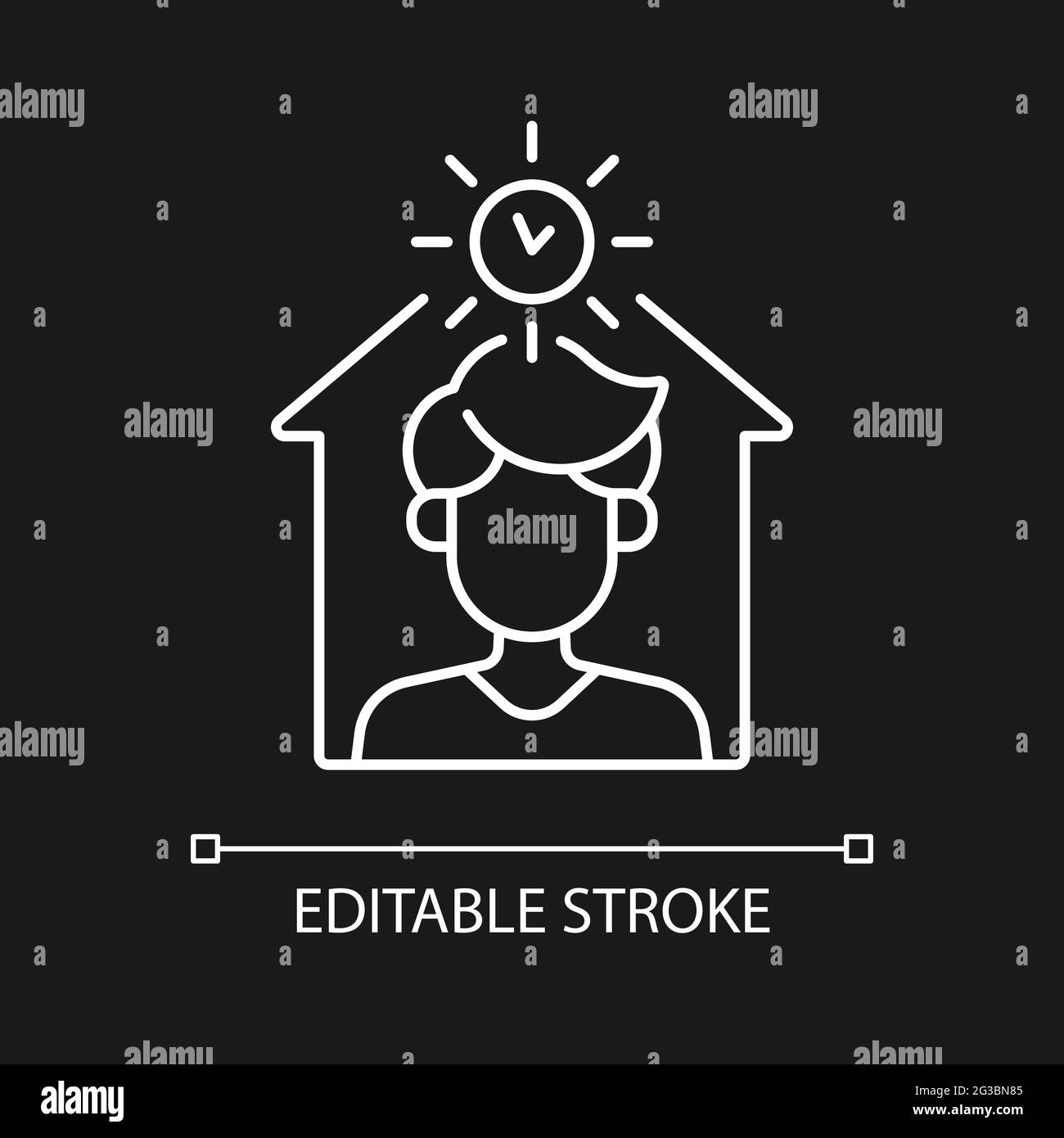 Avoid being out during day white linear icon for dark theme Stock ...