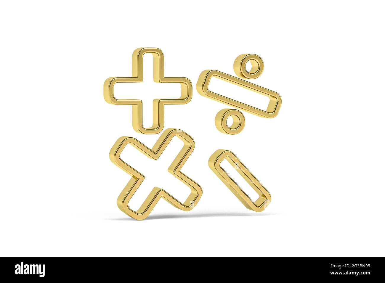 Golden 3d math icon isolated on white background - 3d render Stock ...