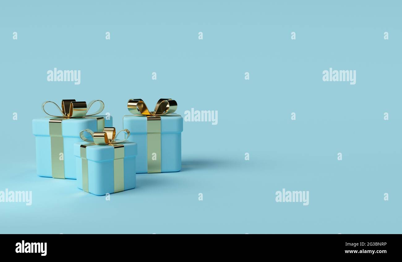 3d blue gift box scene Stock Photo - Alamy