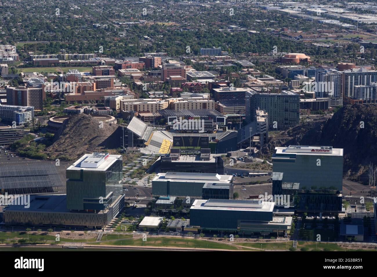 An aerial view of Sun Devil Stadium on the campus of Arizona State ...