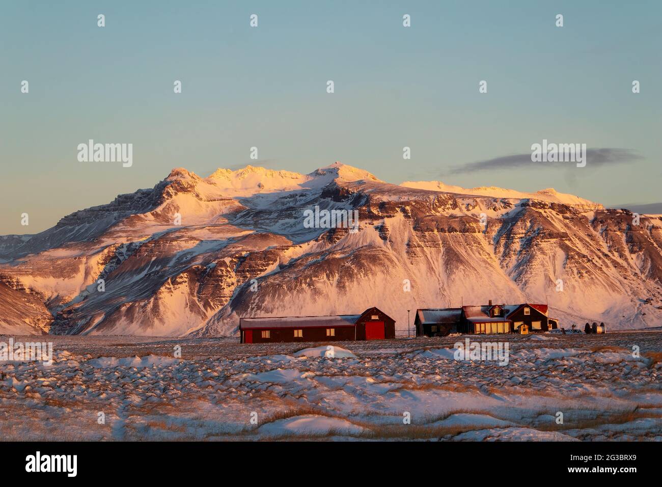 A Farm in Front of the volcano eyjafjallajökull, Iceland, Europe in ...