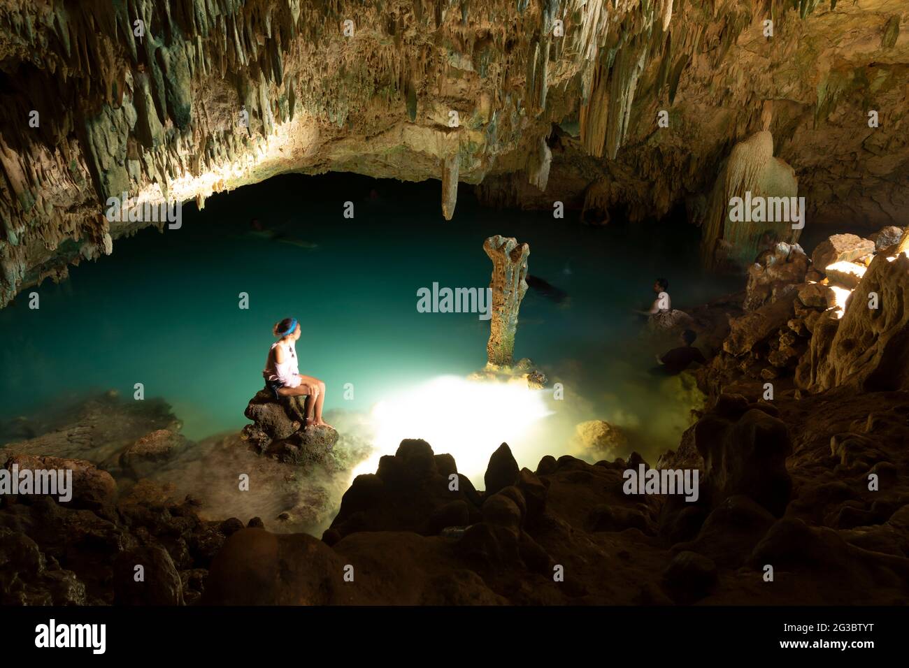 Rangko Cave, Indonesia - Aug 18, 2019: Stone cave on the island of ...