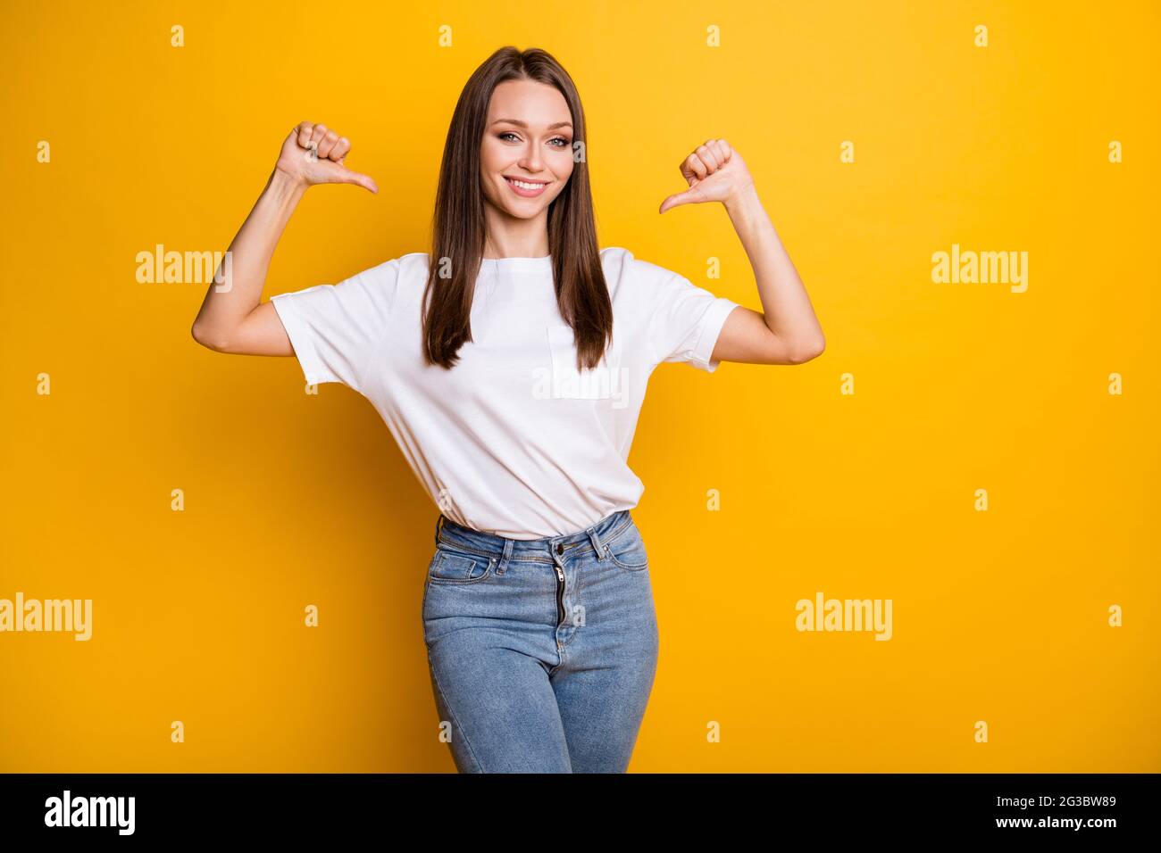 Two Thumbs Pointing At Self