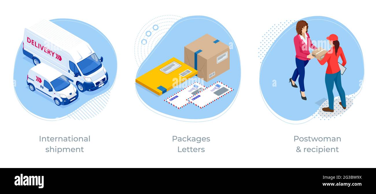 Isometric concept of International shipment, Packages Letters and ...