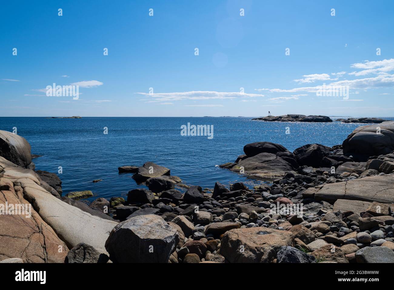 the beautiful coast of norway with its rock formations and blue water ...