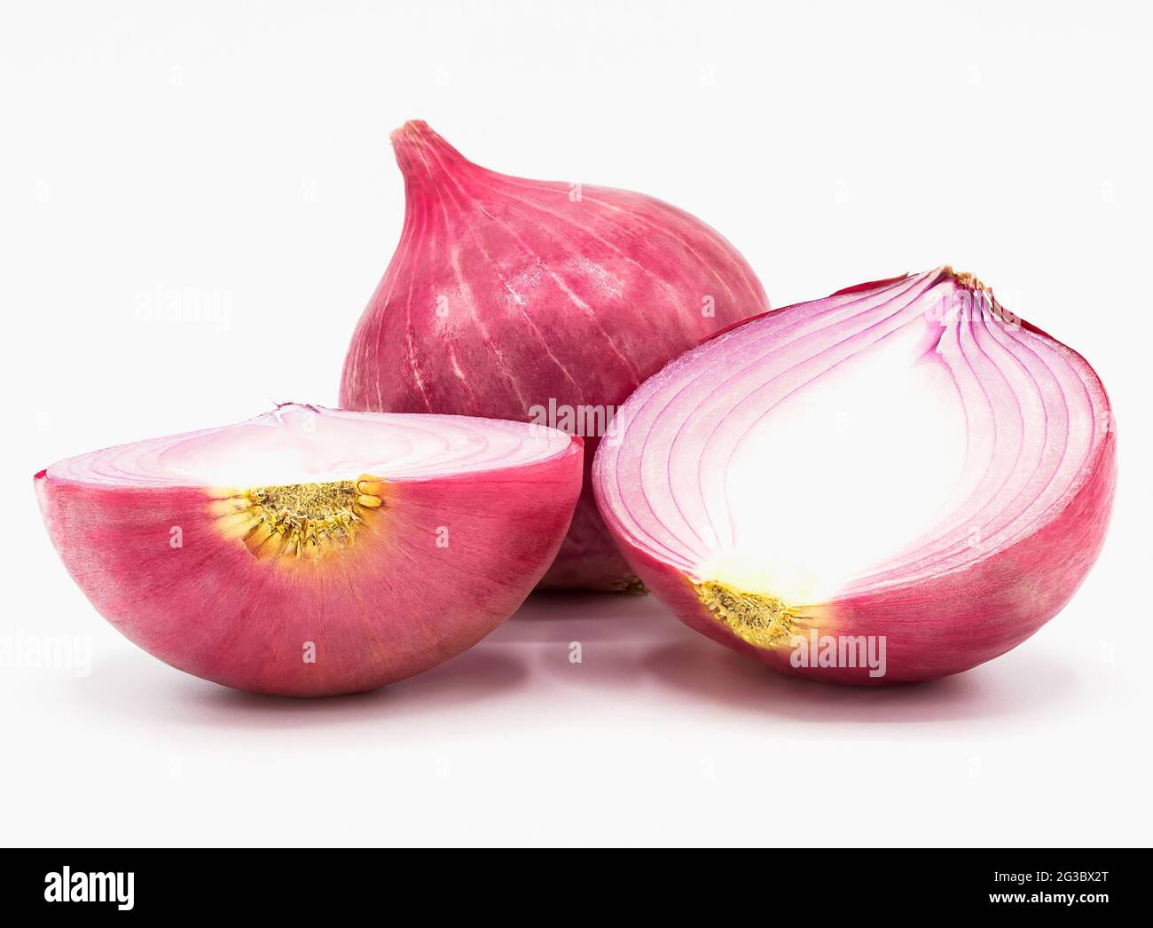 Red sliced onion isolated on white background Stock Photo - Alamy