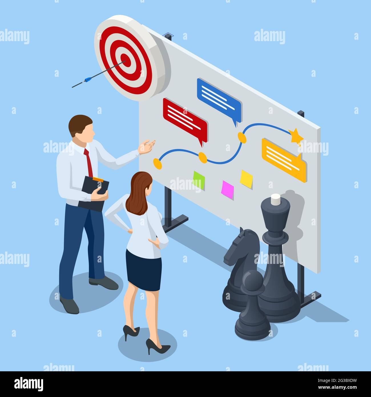 Isometric Concept business strategy, plan strategy for success ...