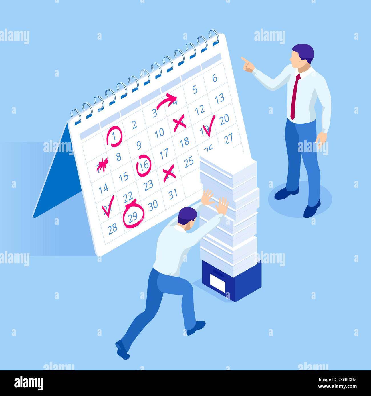 Isometric Project deadline. Time management on the road to success ...