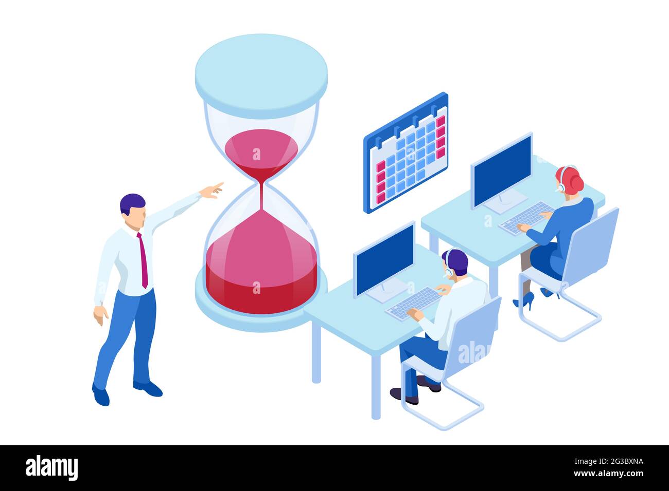 Isometric Project deadline. Time management on the road to success ...