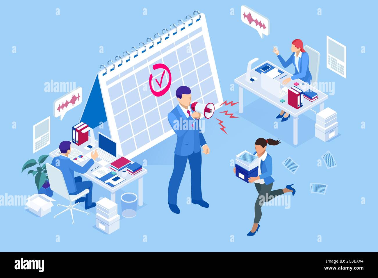 Isometric Project deadline. Time management on the road to success ...