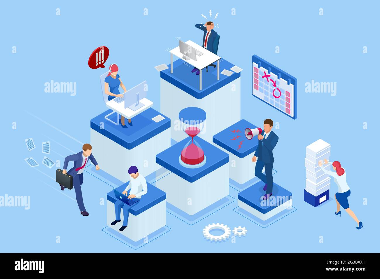 Isometric Project deadline. Time management on the road to success ...
