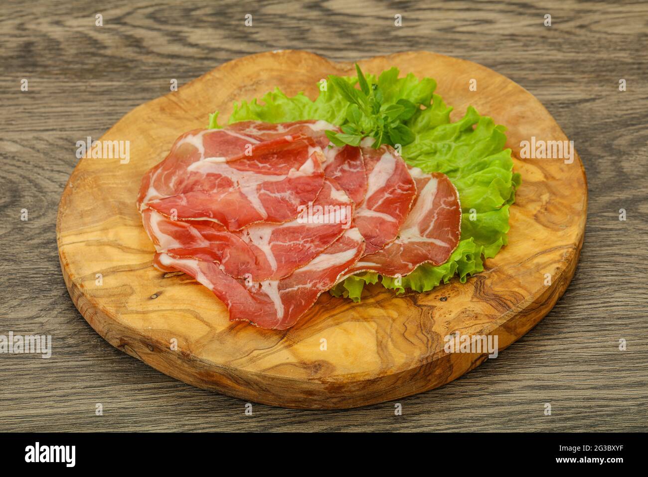 Delicous Smoked pork neck slices snack Stock Photo - Alamy