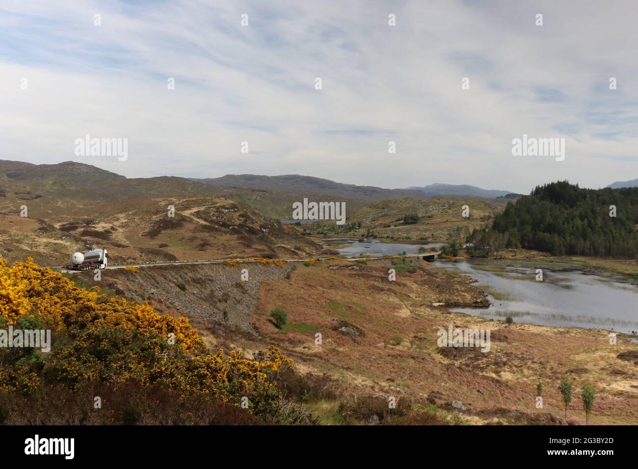 Characteristic hills, moors, and lakes in the Scottish Highlands along ...