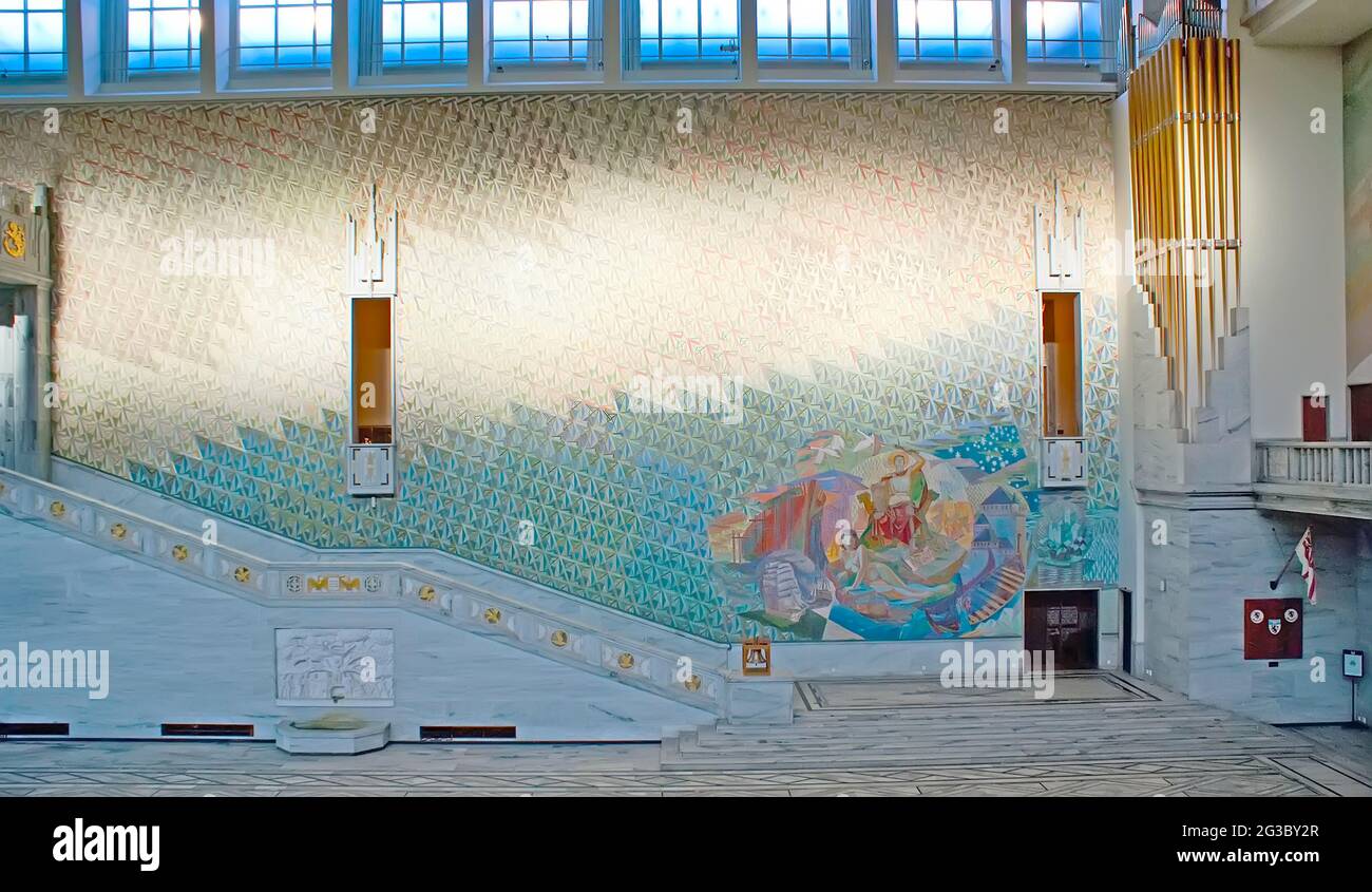 OSLO, NORWAY - SEP 28, 2010: The painting by Alf Rolfsen, depicting St ...