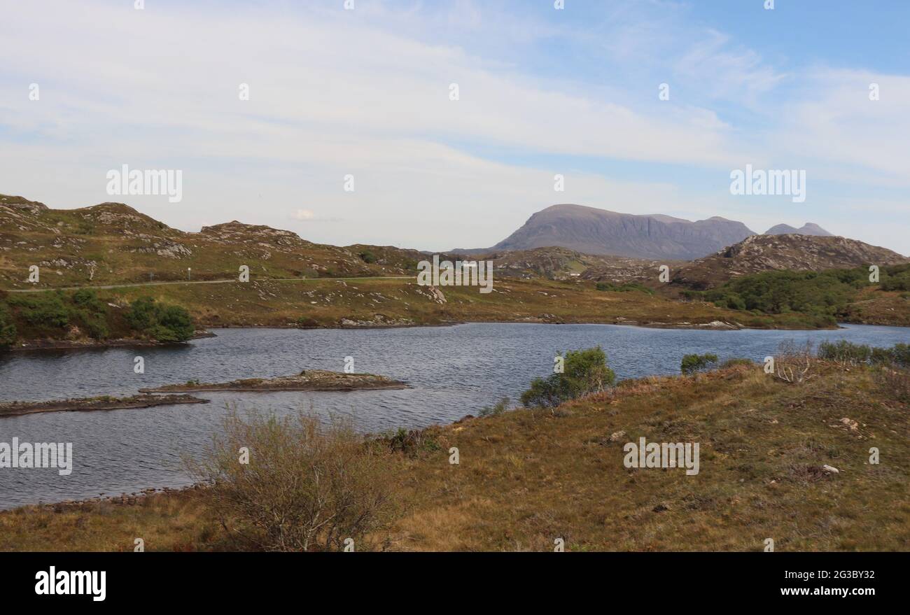 Characteristic hills, moors, and lakes in the Scottish Highlands along ...