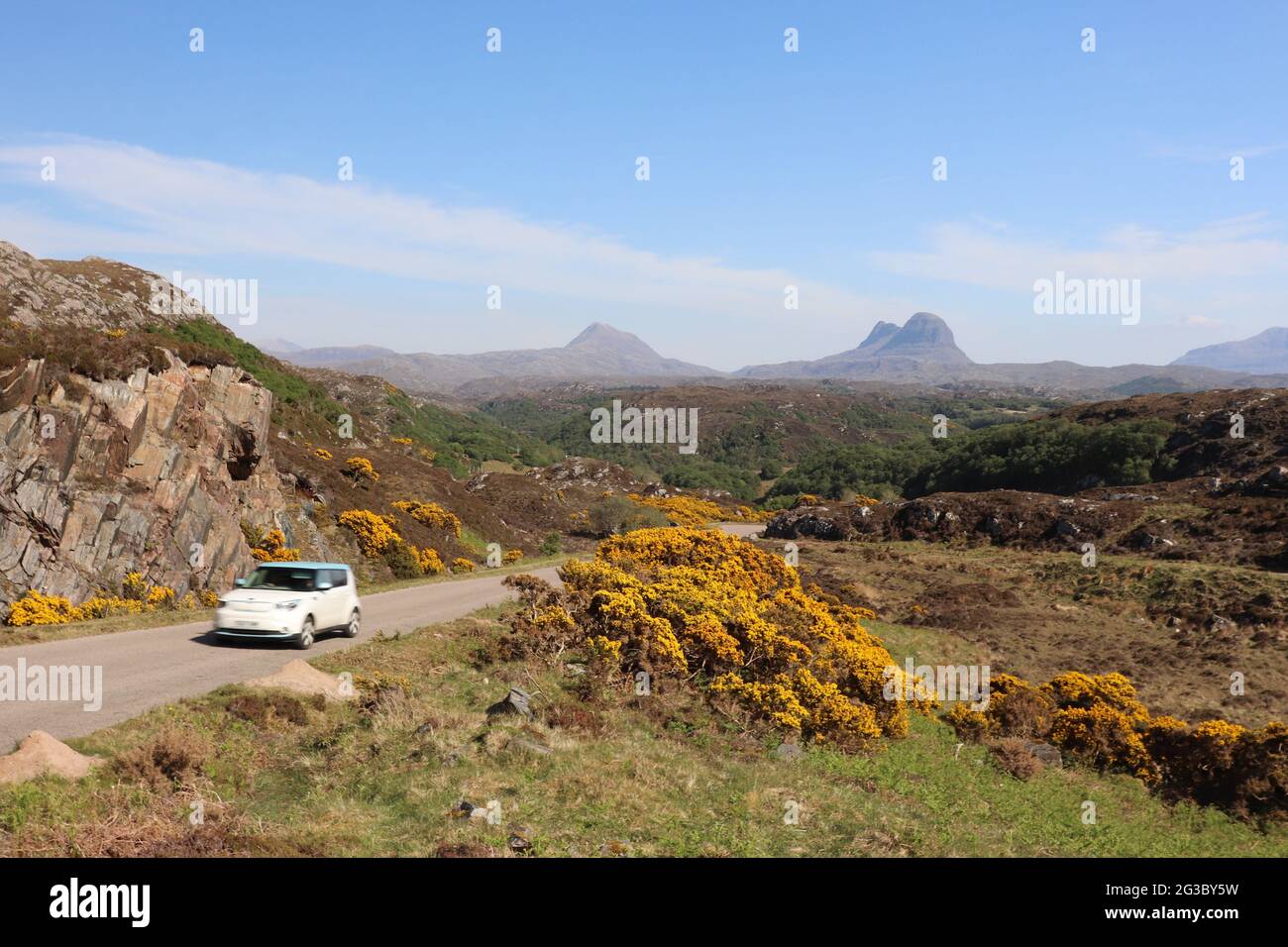 Characteristic hills, moors, and lakes in the Scottish Highlands along ...