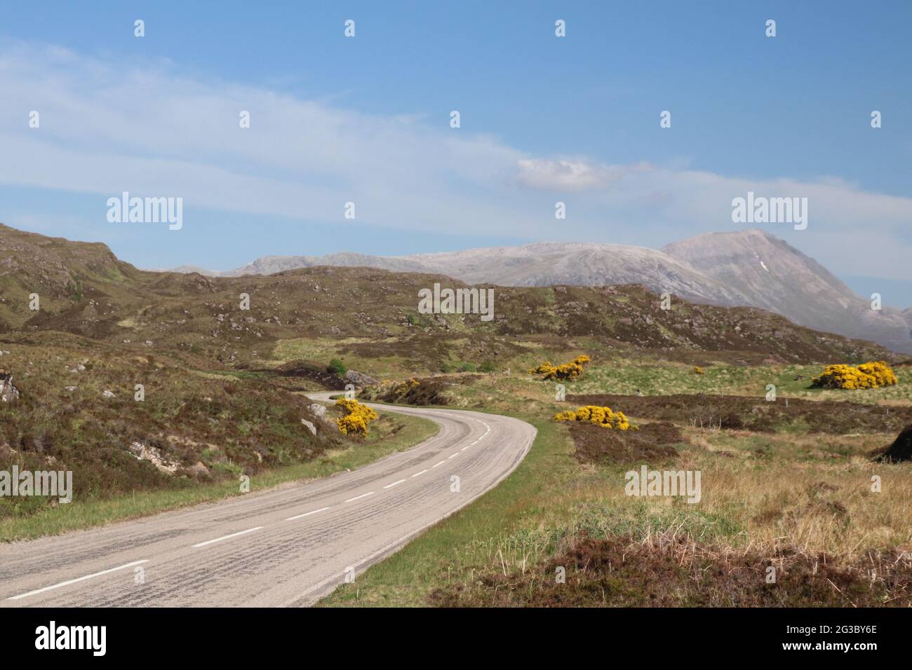 Characteristic hills, moors, and lakes in the Scottish Highlands along ...
