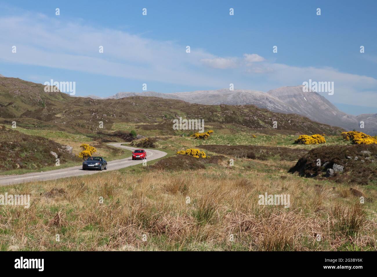 Characteristic hills, moors, and lakes in the Scottish Highlands along ...