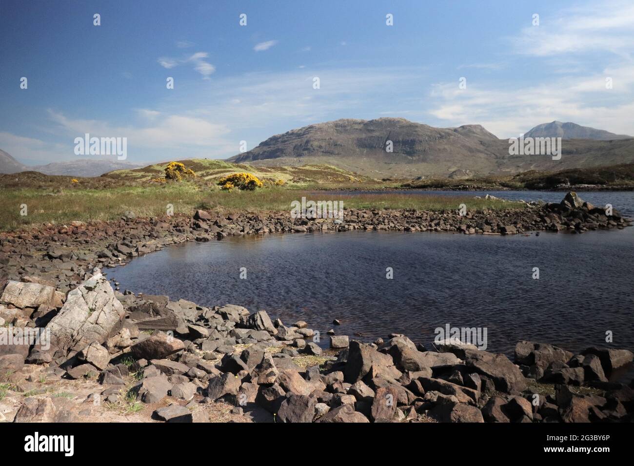 Characteristic hills, moors, and lakes in the Scottish Highlands along ...