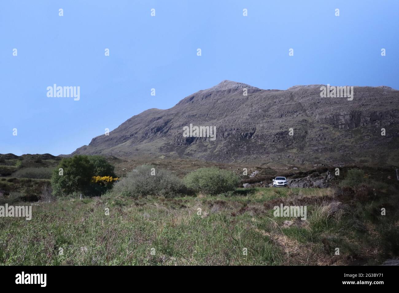 Characteristic hills, moors, and lakes in the Scottish Highlands along ...