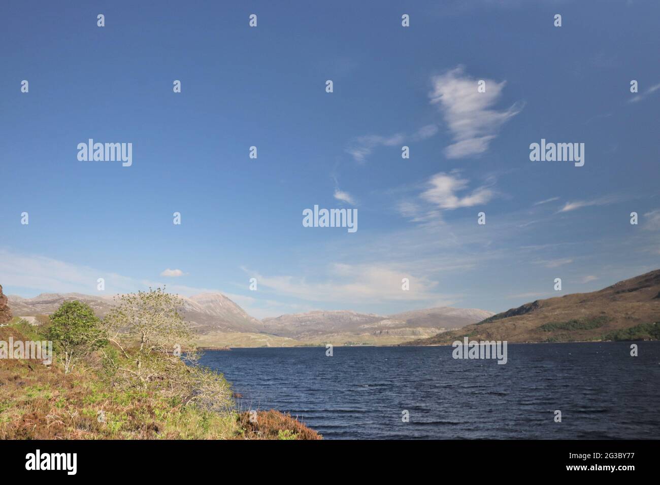 Characteristic hills, moors, and lakes in the Scottish Highlands along ...