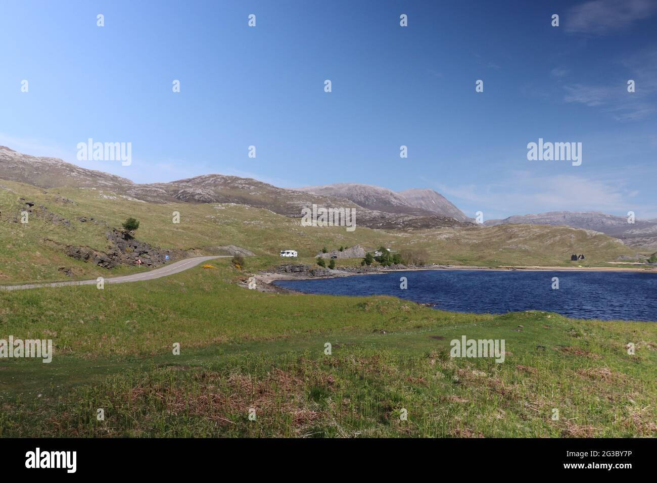 Characteristic hills, moors, and lakes in the Scottish Highlands along ...