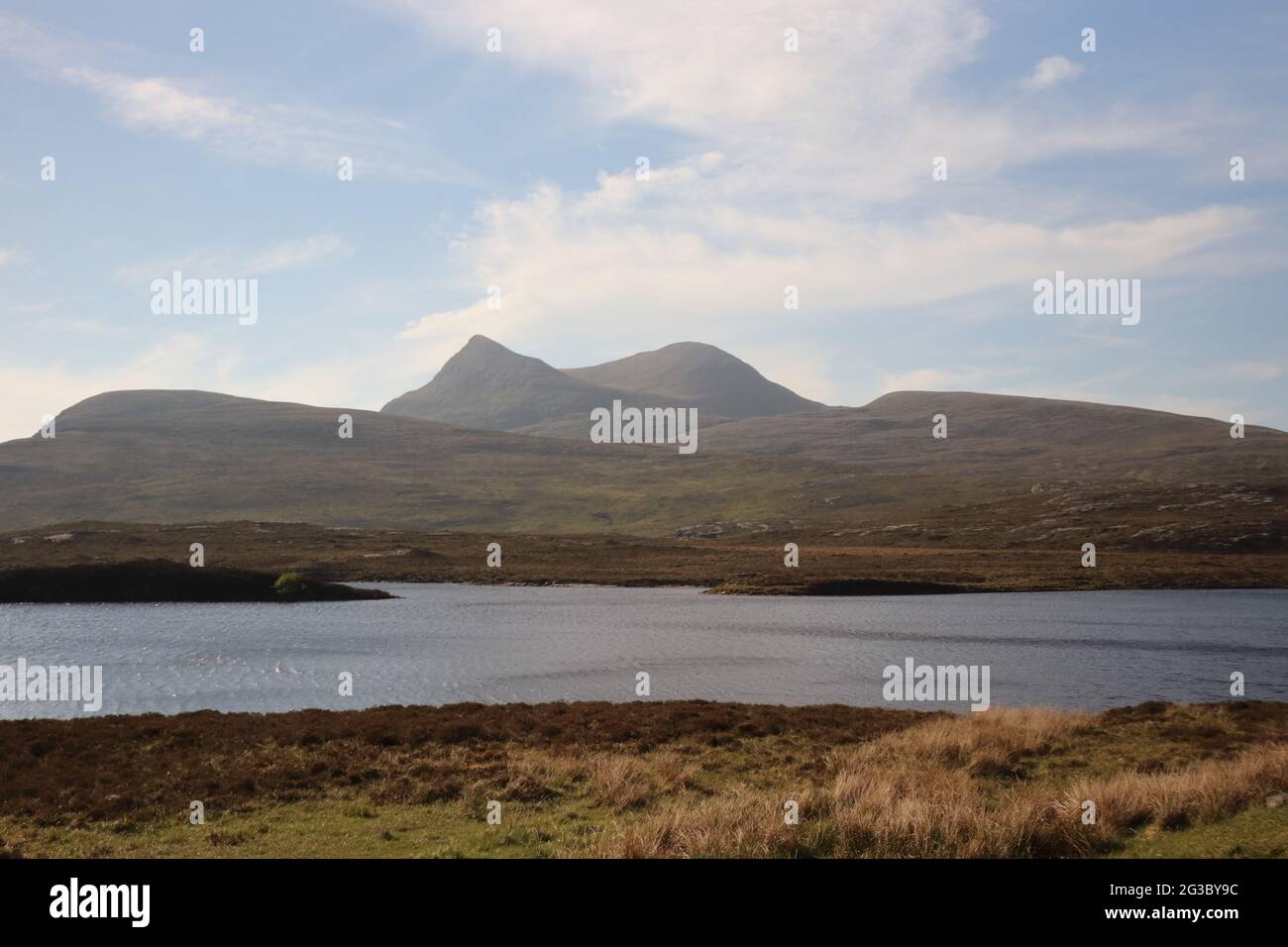 Characteristic hills, moors, and lakes in the Scottish Highlands along ...