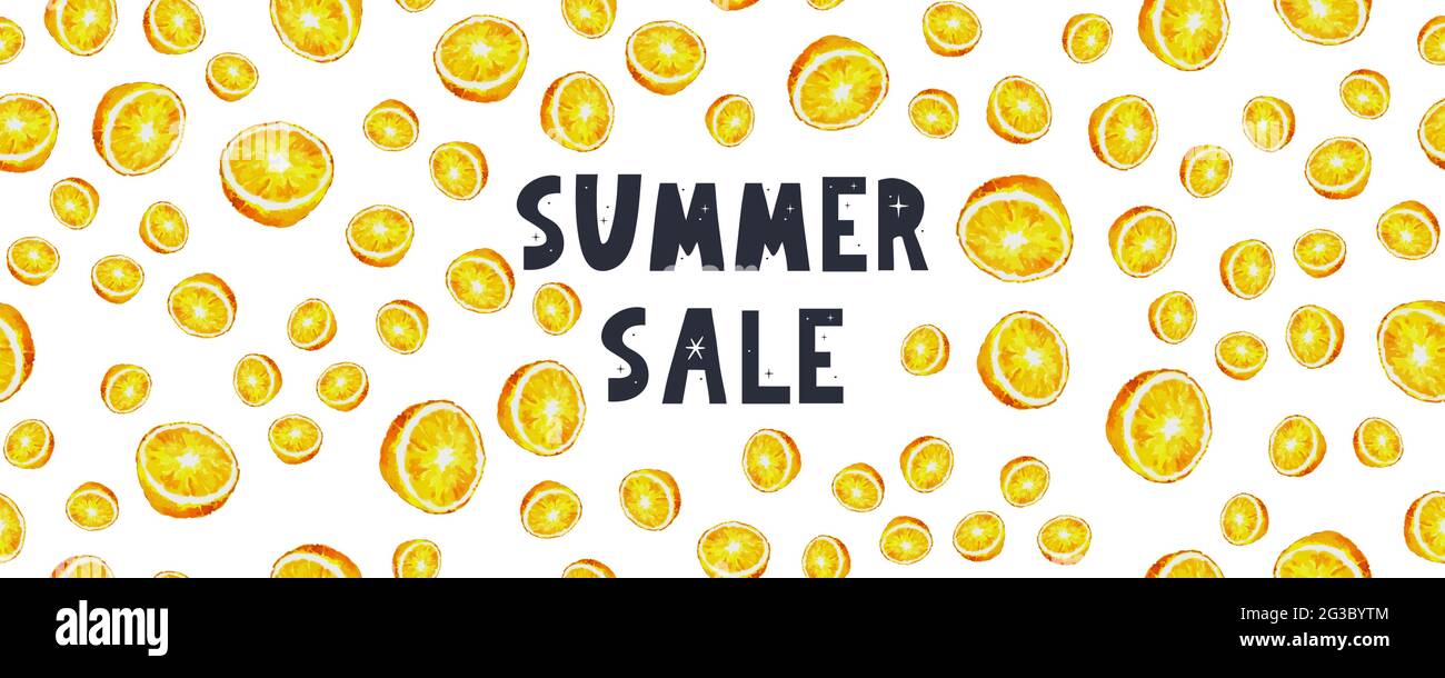 summer sale banner with fruits orange letter Stock Vector Image & Art ...