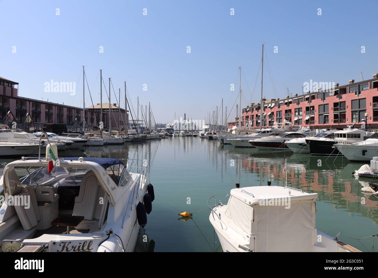 Harbour scene in Genoa Italy Stock Photo - Alamy