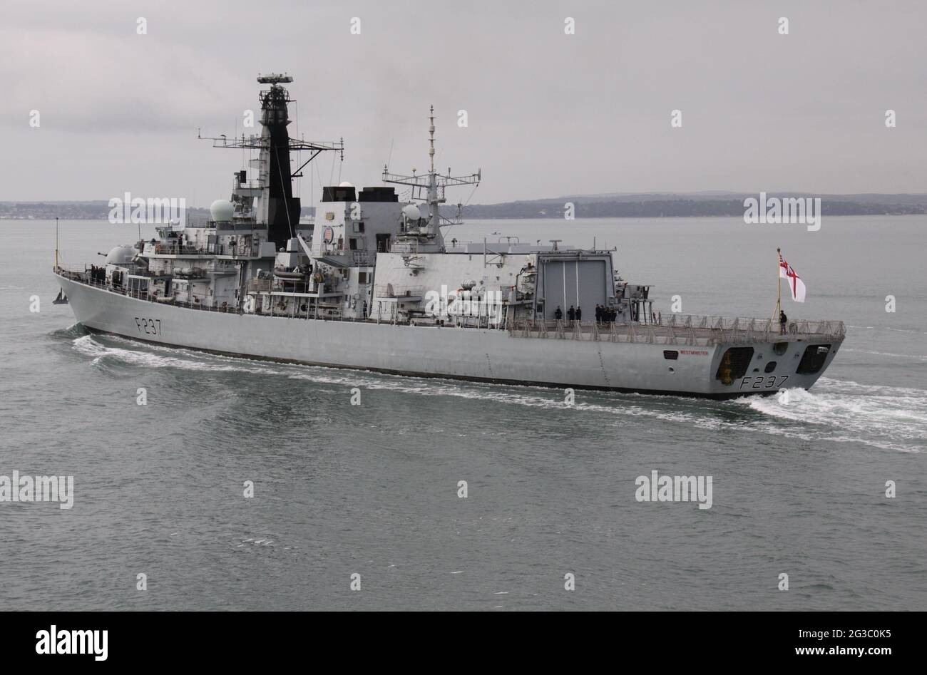 The Royal Navy Type 23 frigate HMS WESTMINSTER (F237) departs from the ...