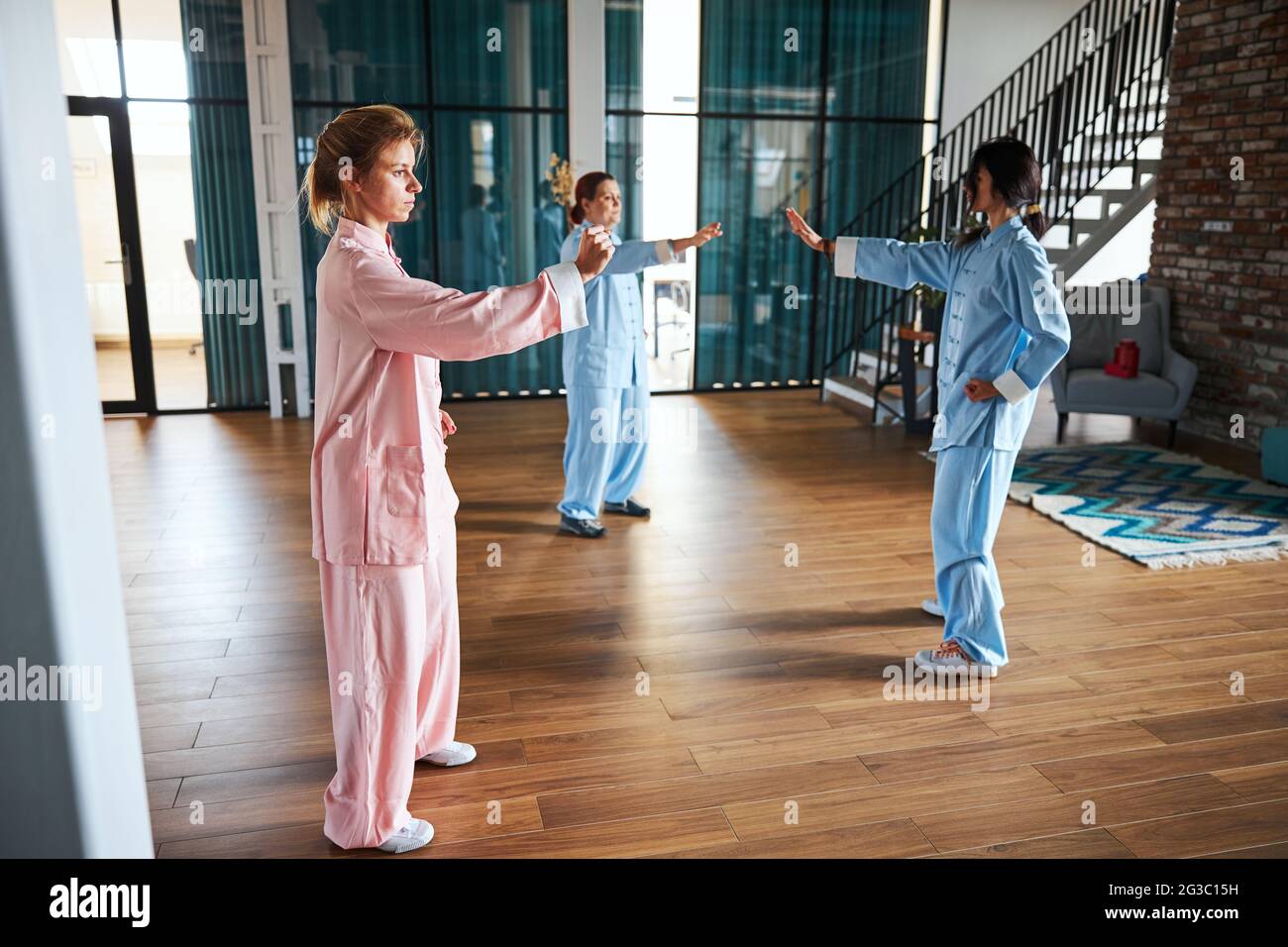 Self control and complete balance achieved at the training Stock Photo ...