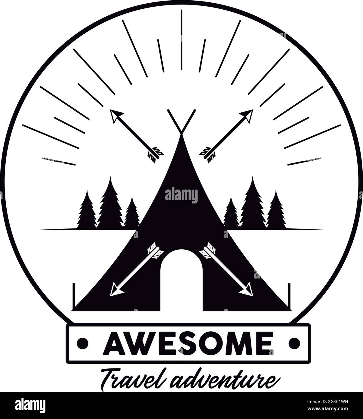 travel emblem with tent Stock Vector Image & Art - Alamy