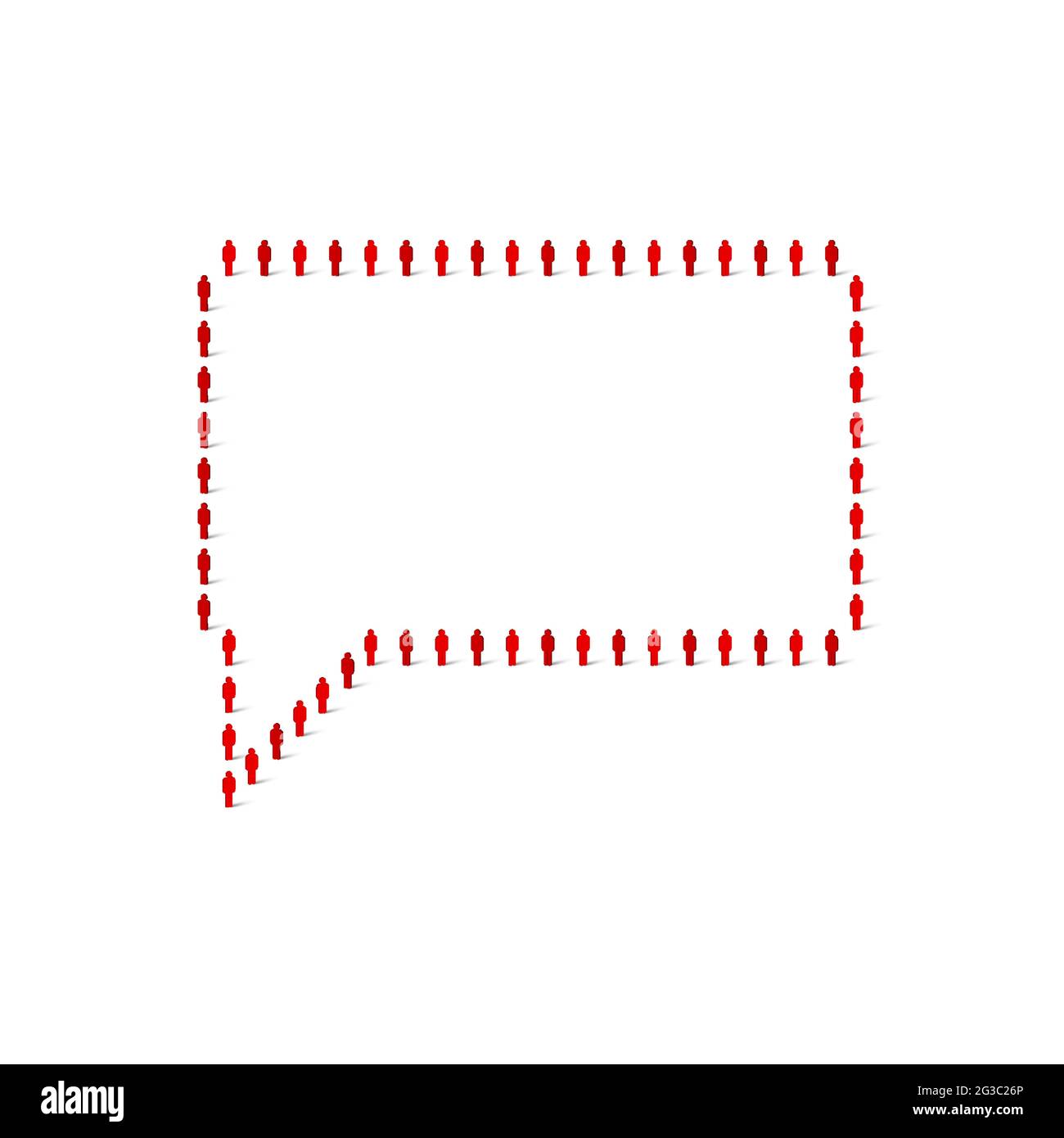 Human crowd in the shape of square chat bubble. Large people group ...