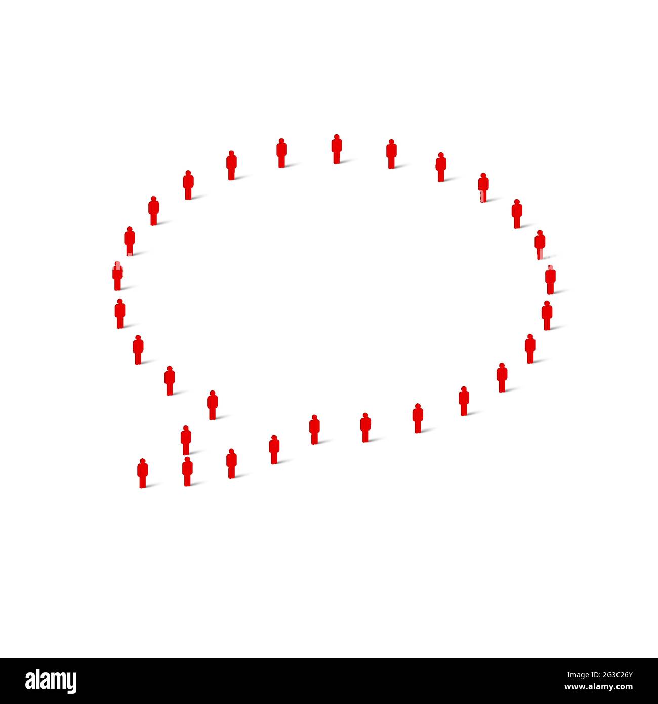 Human crowd in the shape of circle chat bubble. Large people group ...