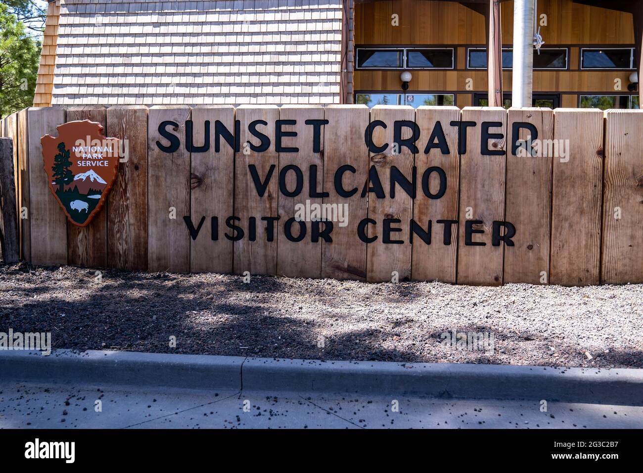 Arizona, USA - May 11, 2021: Sign for the Sunset Crater Volcano Visitor ...