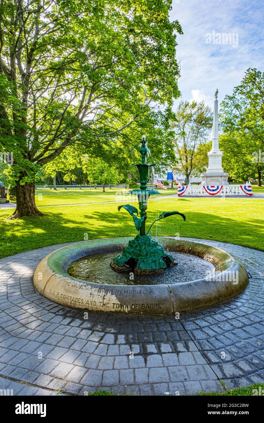 A war memorial on the Town Common in Barre, Massachusetts decorated for ...